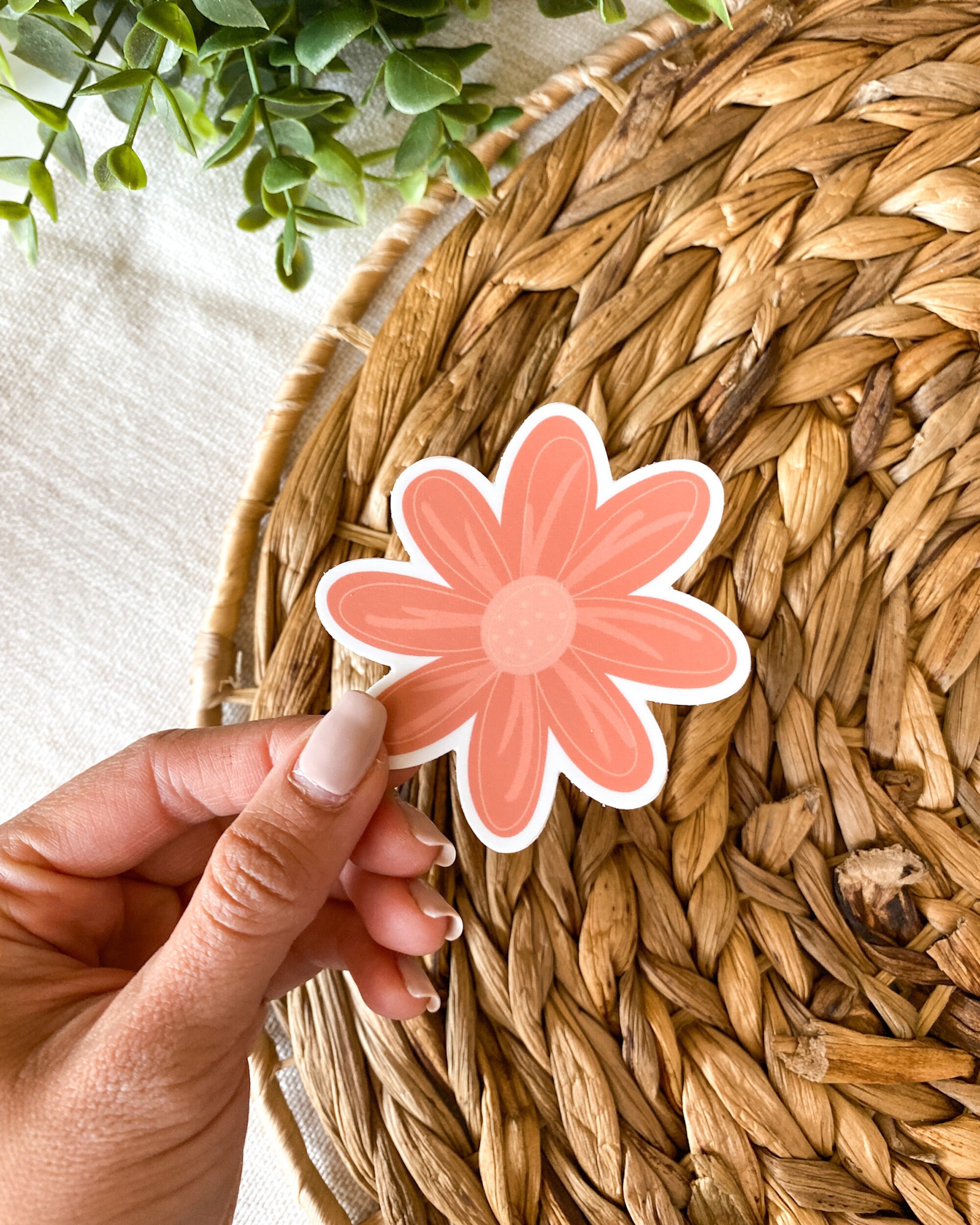 Happy Flower Sticker Vinyl Waterproof Sticker Pink Flower | Etsy