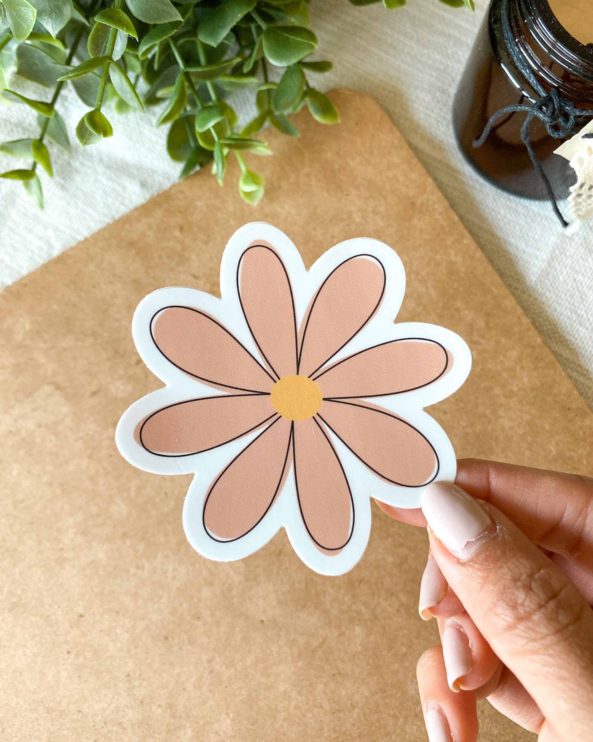 Daisy Sticker Vinyl Waterproof Sticker Pink Sticker | Etsy