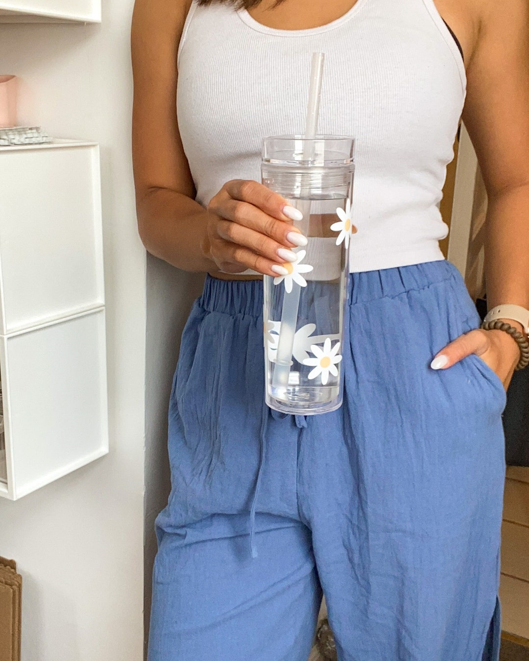 Daisy Tumbler Cups Clear Cups Water Skinny Tumbler Trendy - Etsy