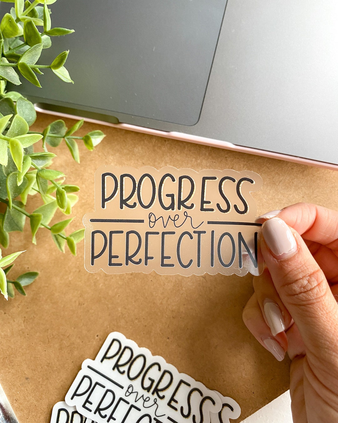 CLEAR Progress Over Perfection Sticker | Motivational Sticker, Positive ...