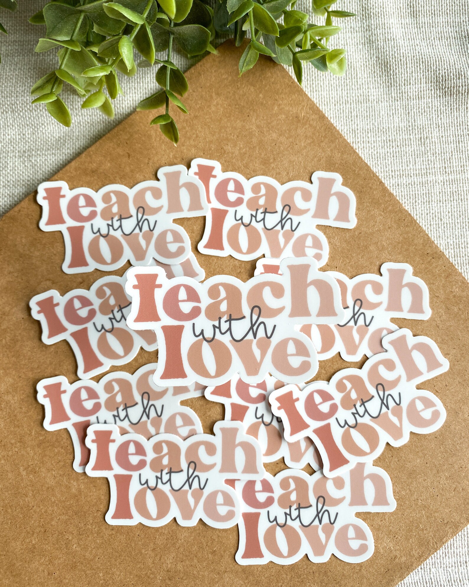 Teach With Love Sticker Modern Sticker Pink Sticker - Etsy