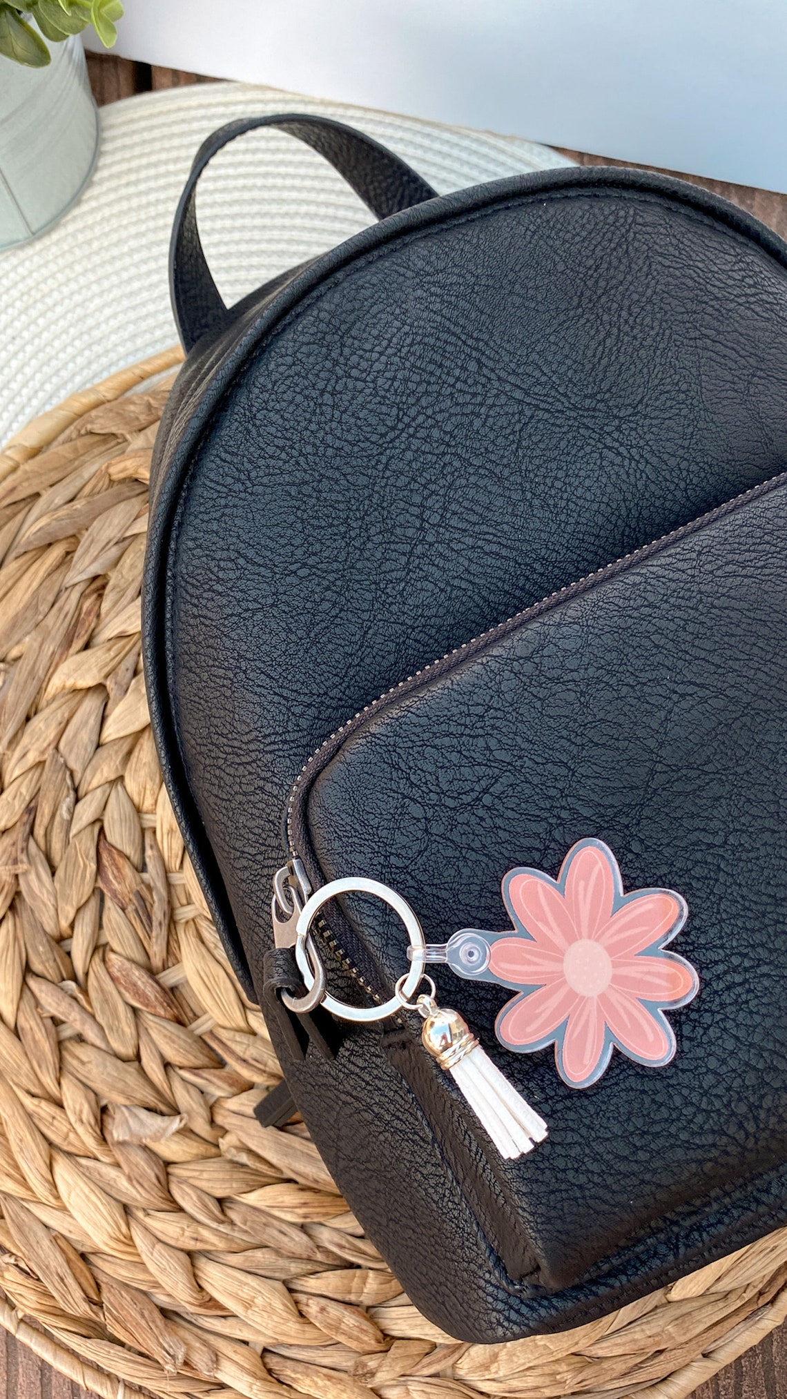 Bloom Pink Flower Keychain Flower Acrylic Keychain Tassel - Etsy