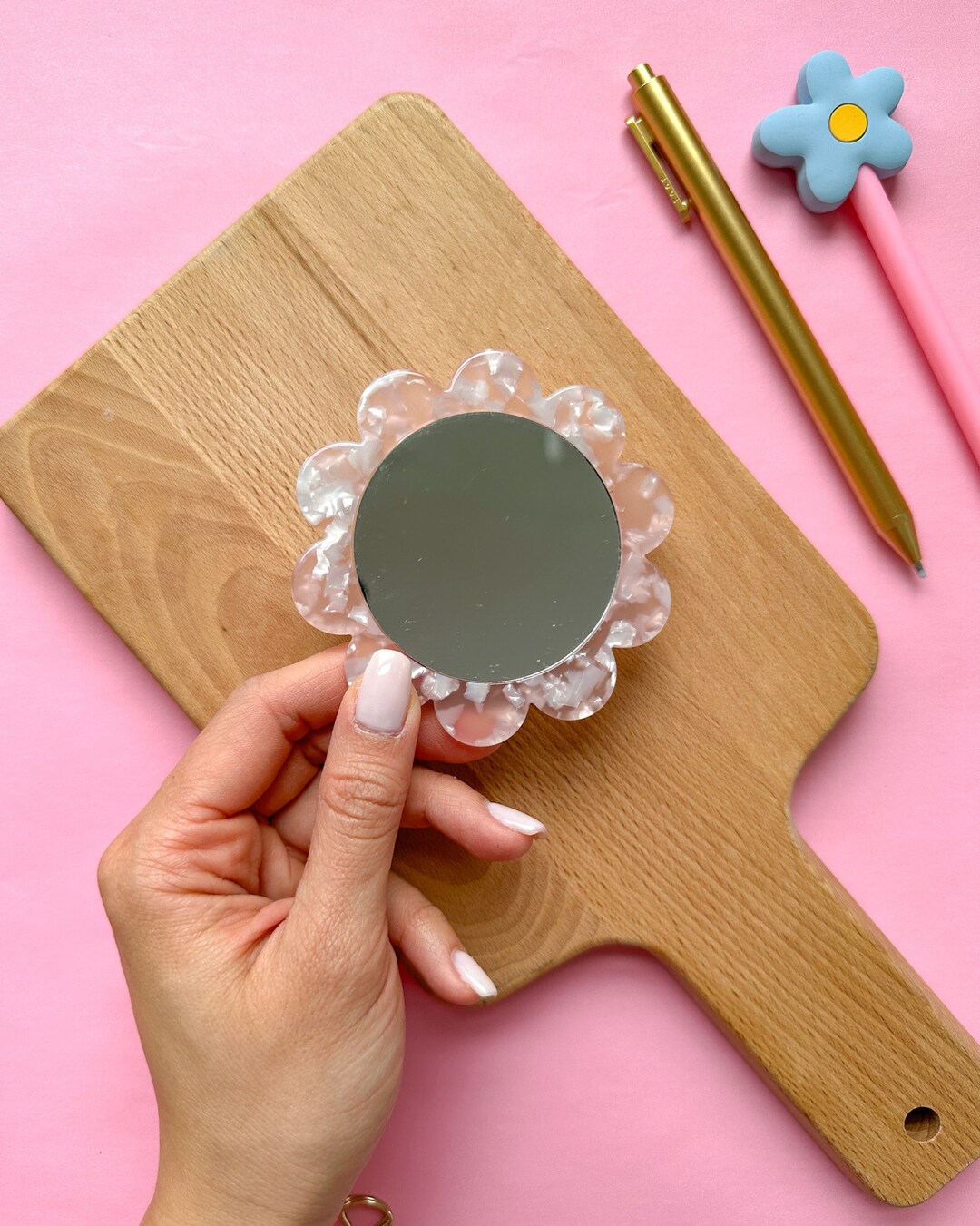 Flower Pocket Mirror Compact Mirror Purse Mirror Travel - Etsy