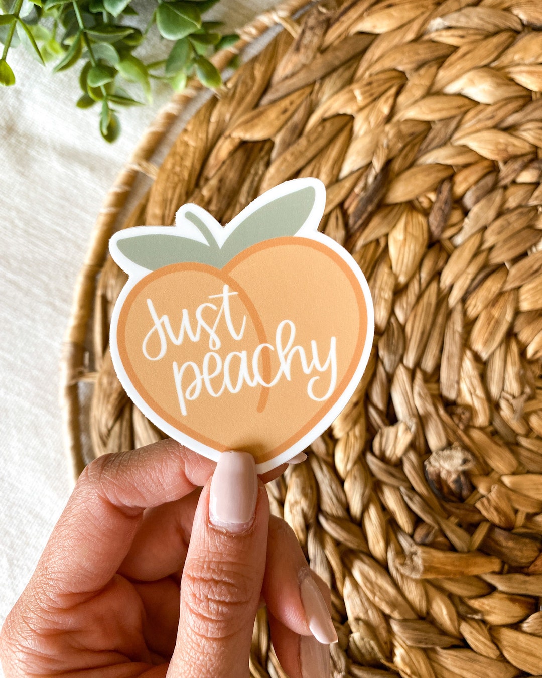 Just Peachy Sticker | Vinyl Waterproof Sticker, Food Sticker, Positive ...