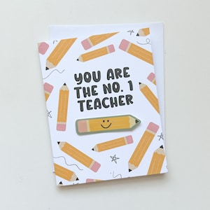 No. 1 Pencil Teacher Greeting Sticker Card | Teacher Appreciation ...