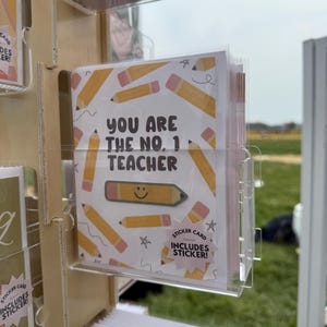 No. 1 Pencil Teacher Greeting Sticker Card | Teacher Appreciation ...