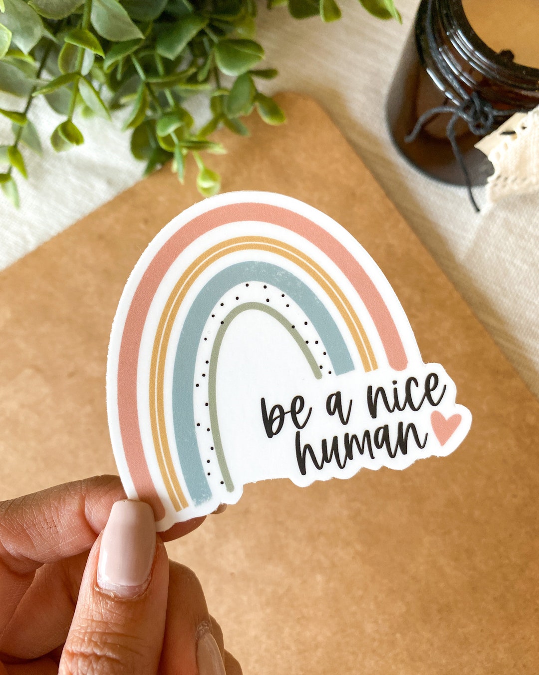 Be a Nice Human Sticker | Vinyl Waterproof Sticker, Rainbow Sticker ...