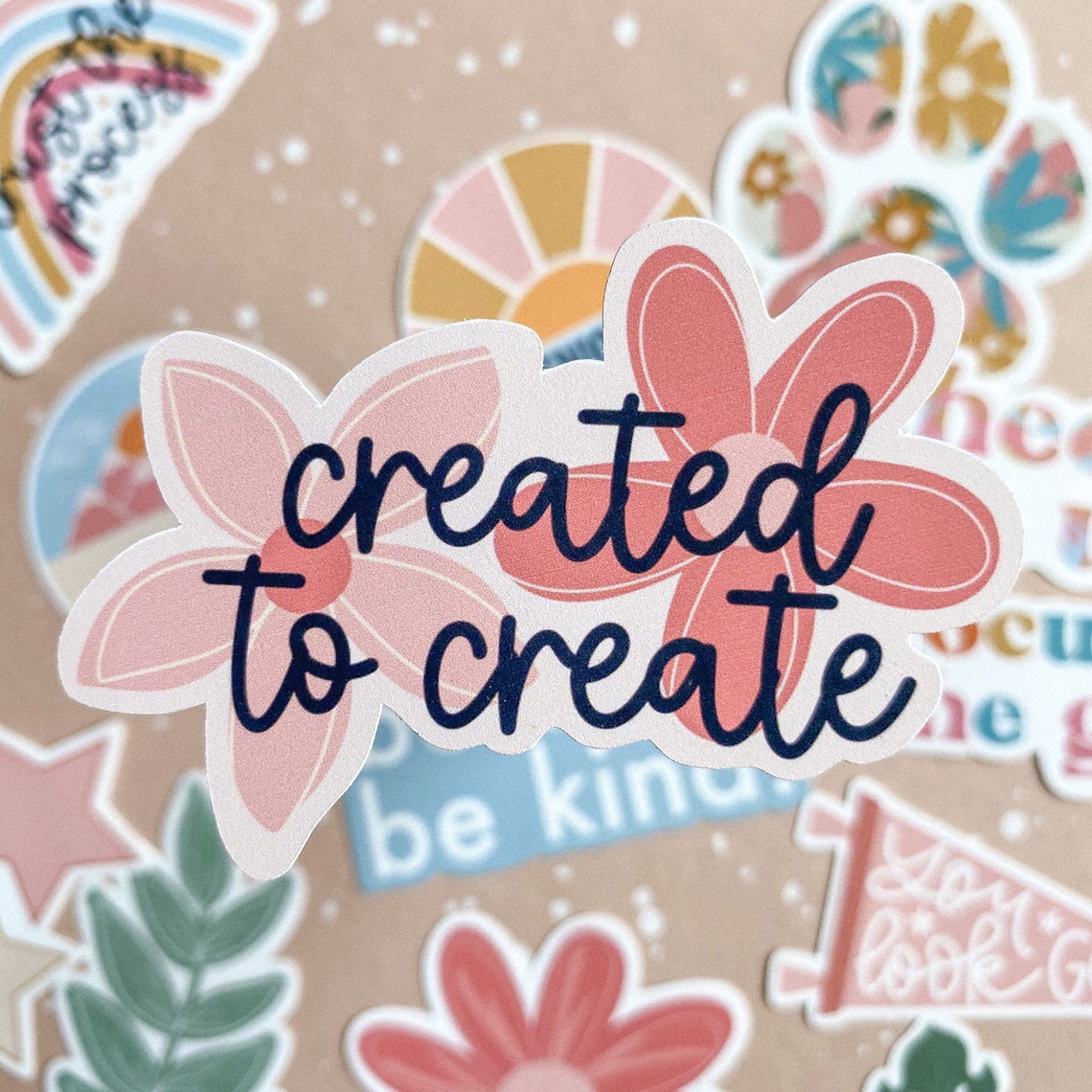Created to Create Sticker Vinyl Waterproof Sticker Flower - Etsy