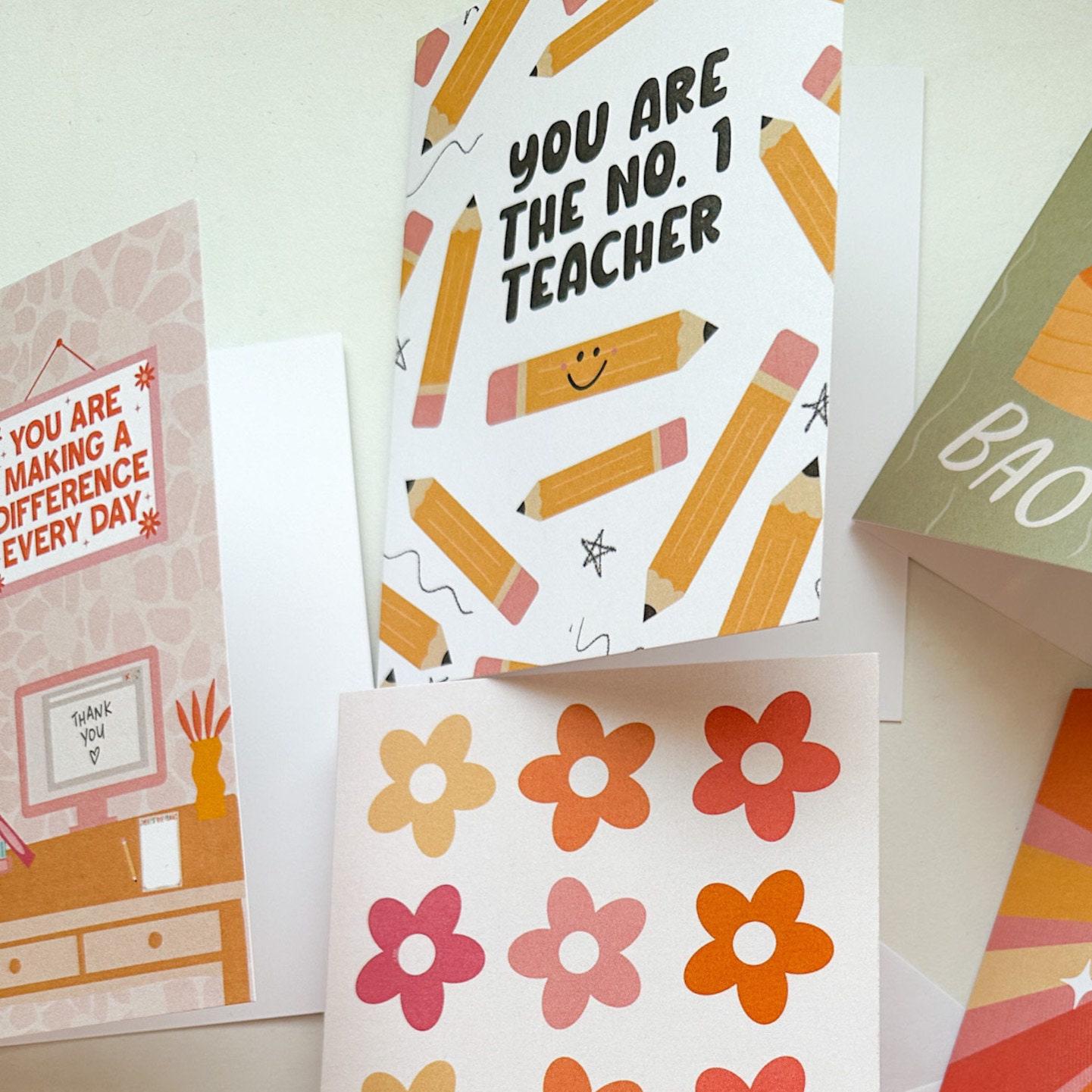 No. 1 Pencil Teacher Greeting Sticker Card | Teacher Appreciation ...