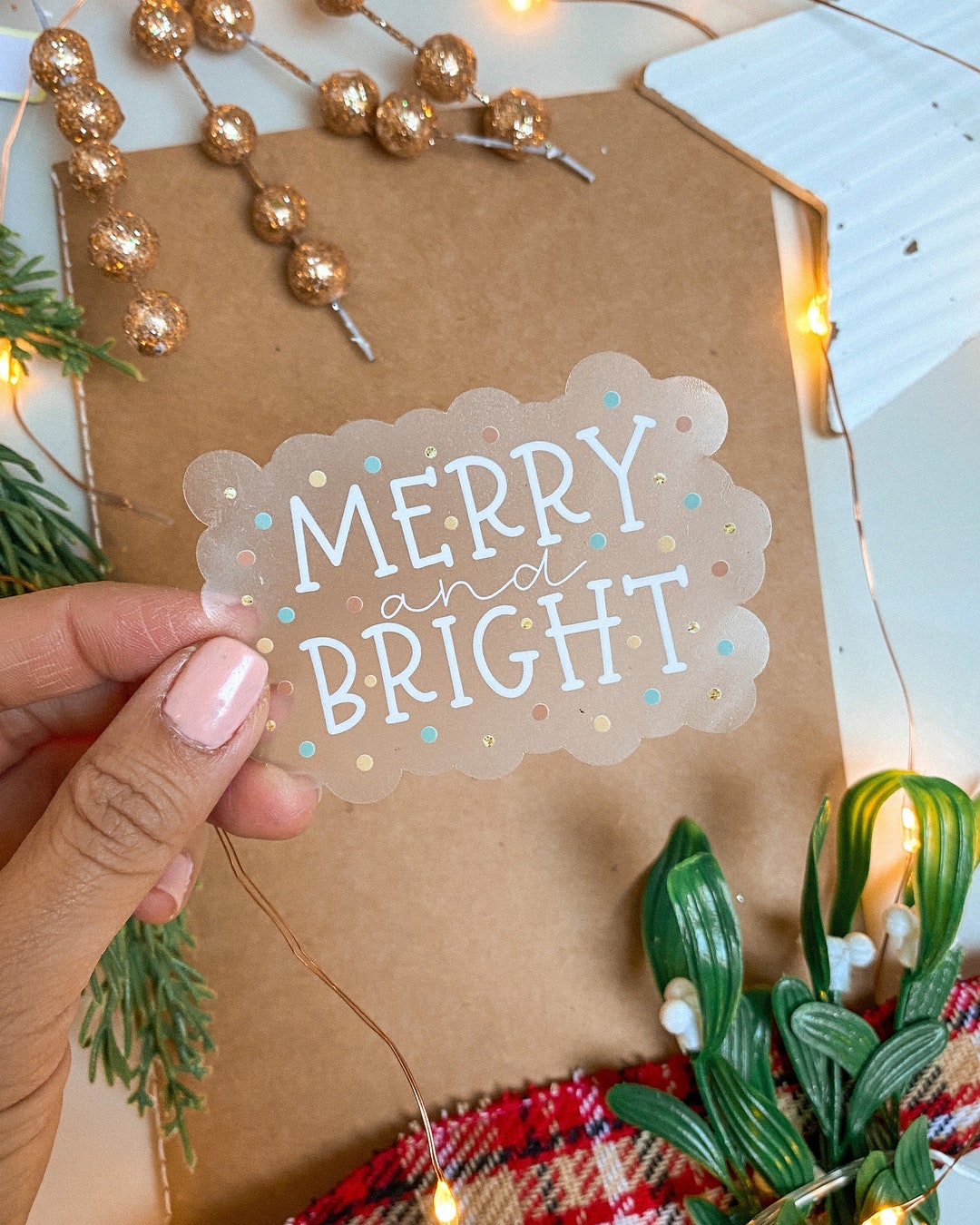 Merry Bright Holiday Clear Sticker Winter Sticker Clear - Etsy