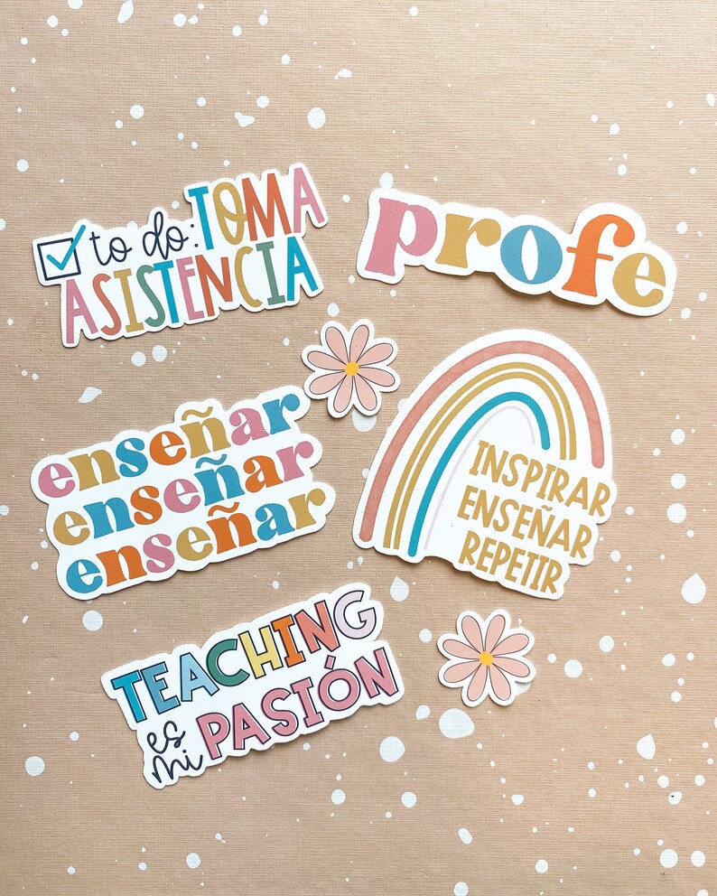 Spanish Bilingual Teacher Sticker Pack Teaching Decals | Etsy
