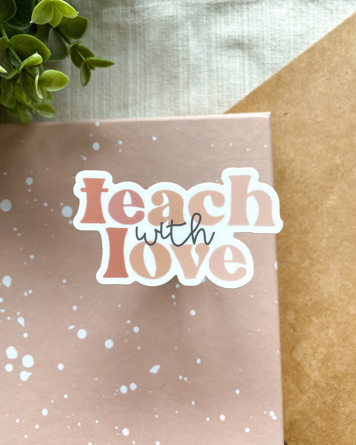 Teach With Love Sticker Modern Sticker Pink Sticker | Etsy