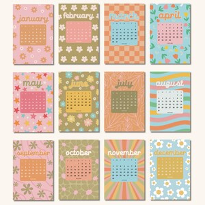 2025 Calendar Prints Set Wood Stand Calendar, Calendar Desk Display ...