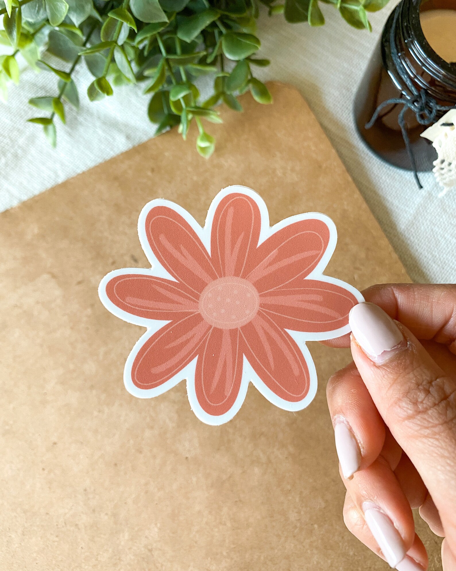 Happy Flower Sticker Vinyl Waterproof Sticker Pink Flower | Etsy