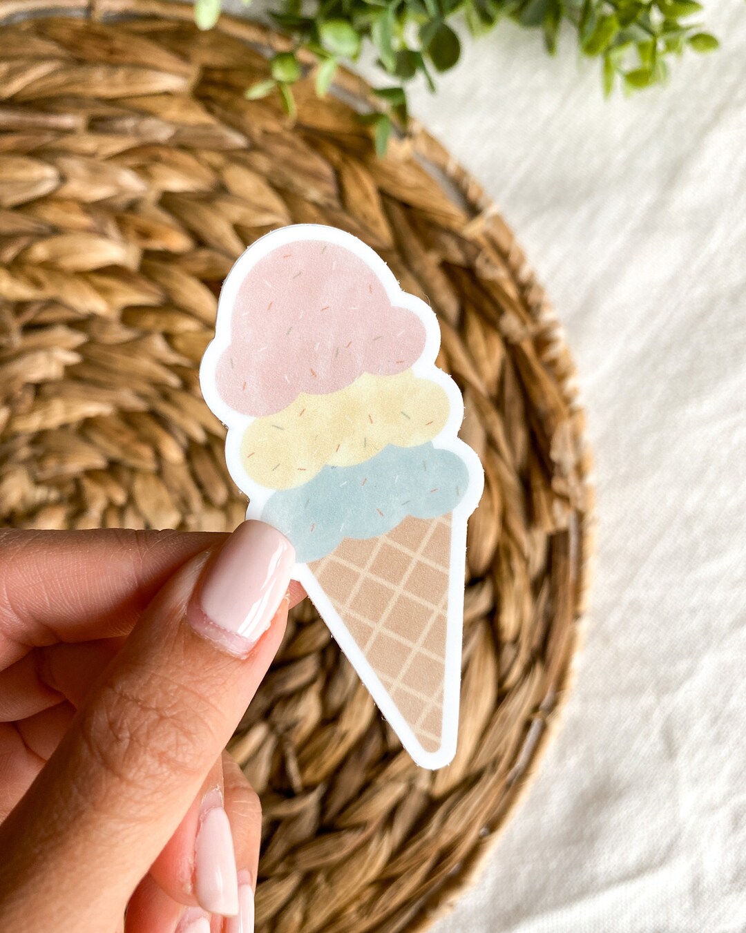 Ice Cream Cone Sticker | Vinyl Waterproof Sticker, Summer Sticker - Etsy