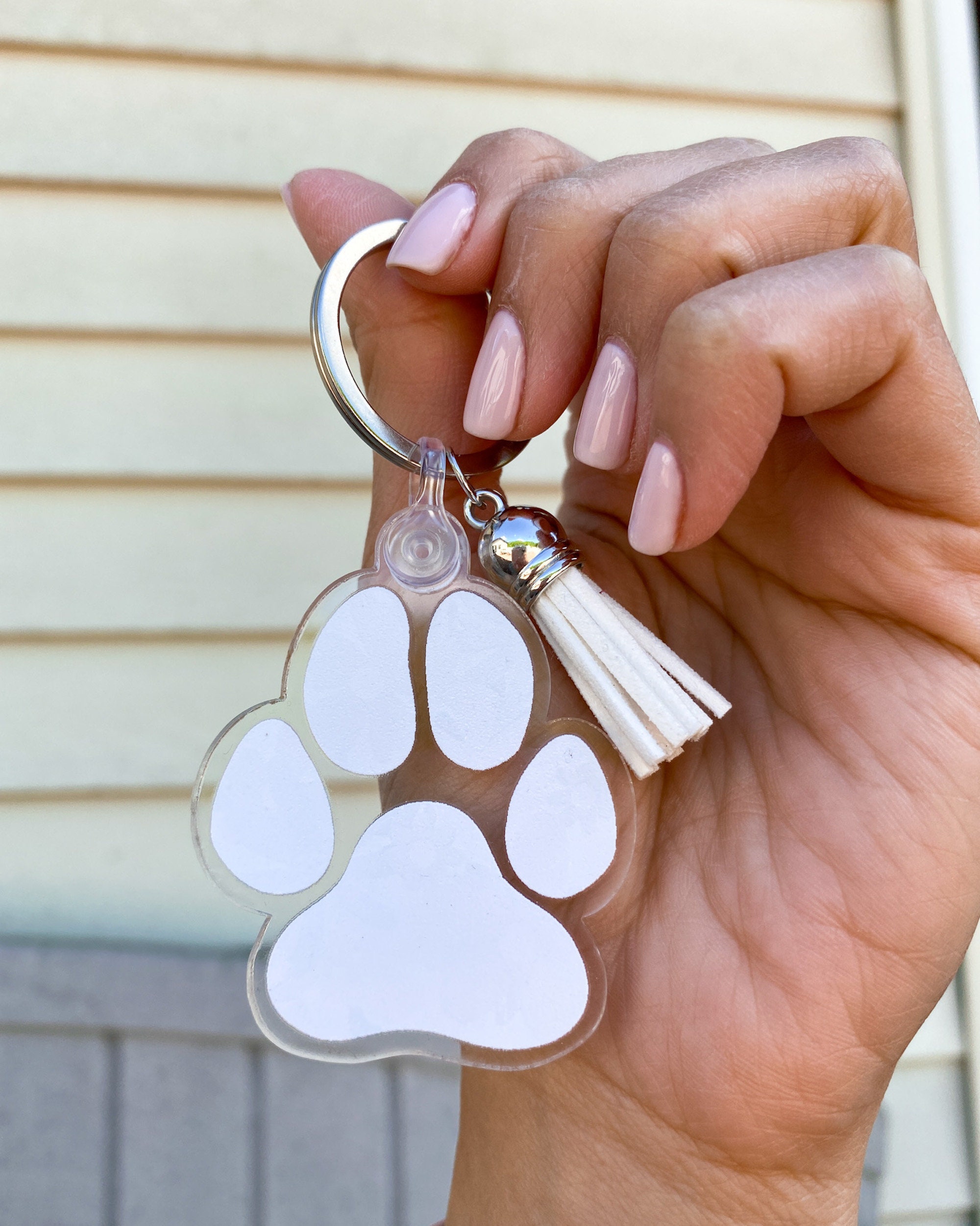 Floral Paw Keychain Flower Acrylic Keychain Tassel Created - Etsy