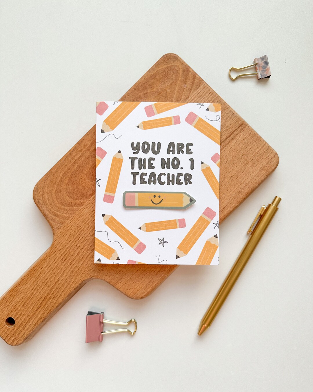 No. 1 Pencil Teacher Greeting Sticker Card | Teacher Appreciation ...