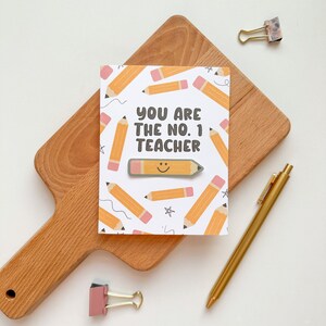 No. 1 Pencil Teacher Greeting Sticker Card | Teacher Appreciation ...