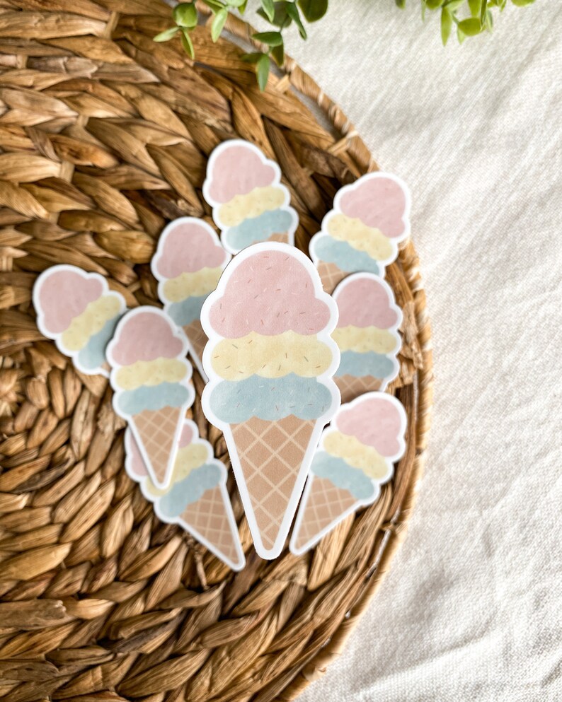 Ice Cream Cone Sticker | Vinyl Waterproof Sticker, Summer Sticker - Etsy