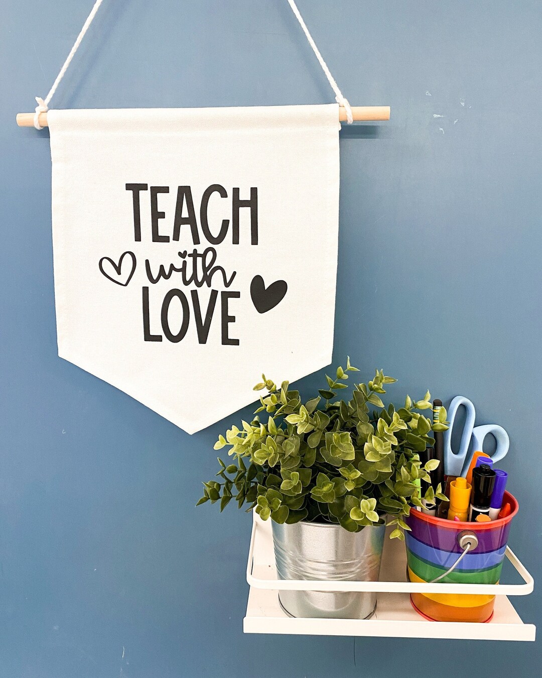 Teach With Love Teacher Banner | Classroom Decor, Wall Banner, Home ...
