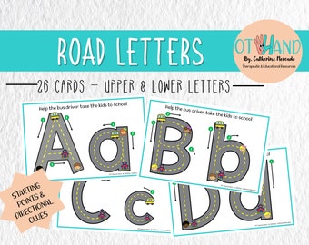 Road Letters Numbers Shapes Tracing Mats Trace Find - Etsy
