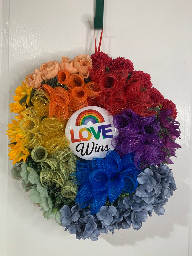 Rainbow Wreath, Flower Wreath, Pride Wreath, Front Door Wreath, LGBTQ ...