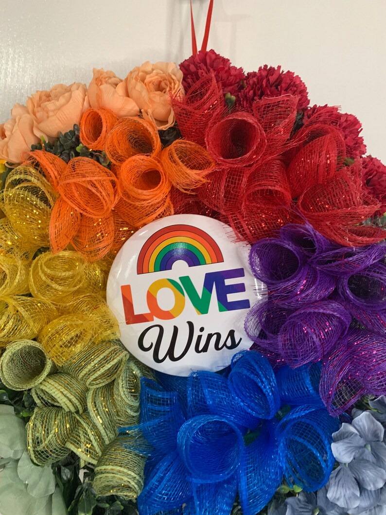Rainbow Wreath, Flower Wreath, Pride Wreath, Front Door Wreath, LGBTQ ...