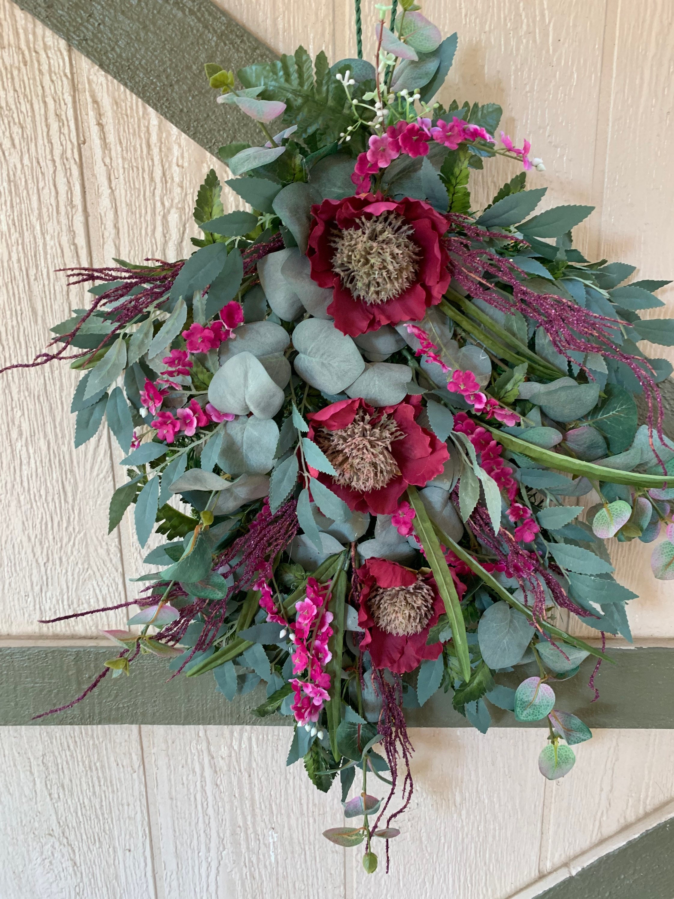 Fall Swags, Front Door Swag, White Flower Swag, Purple Flower Swag, - Etsy