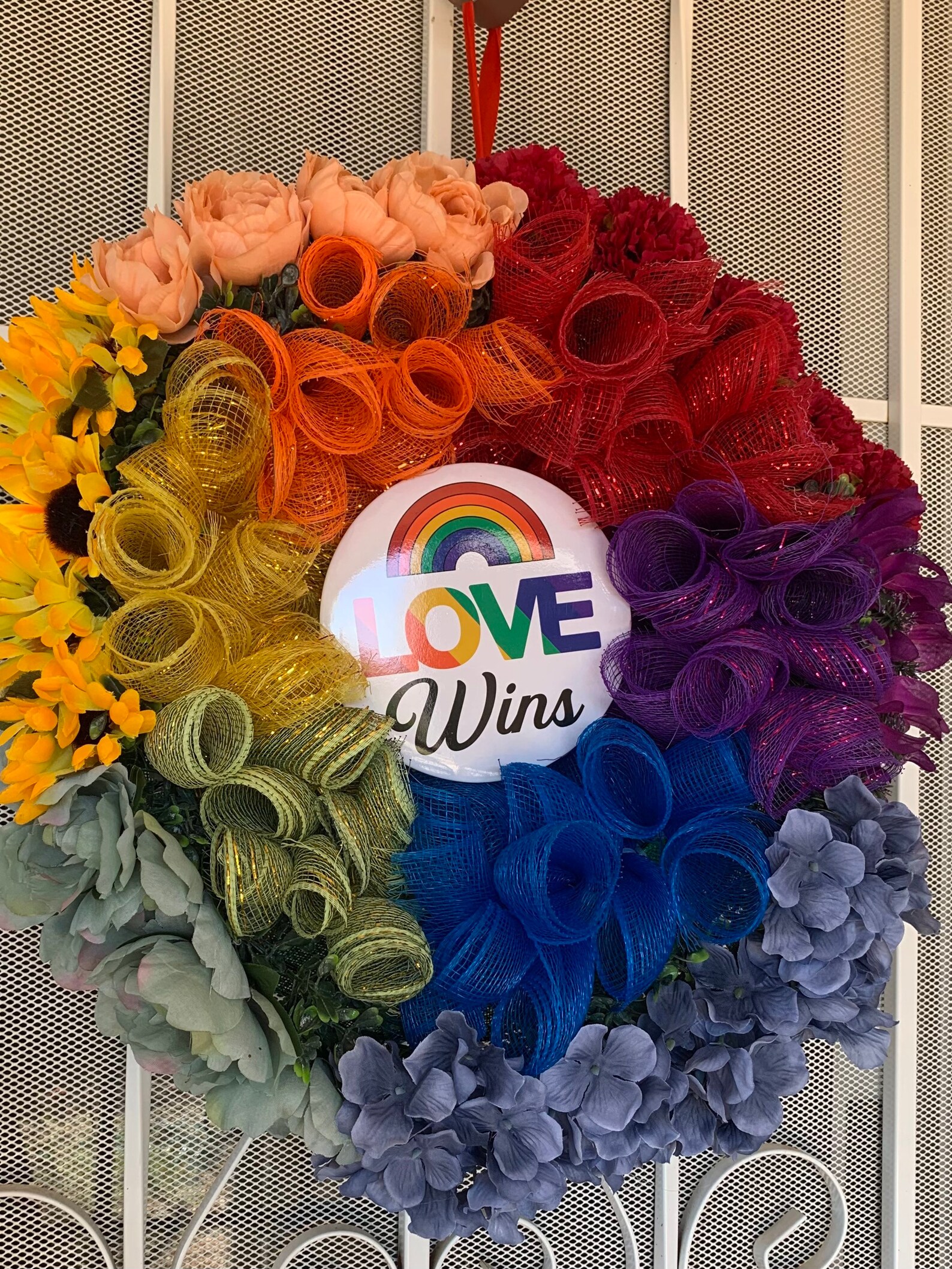 Rainbow Wreath, Flower Wreath, Pride Wreath, Front Door Wreath, LGBTQ ...