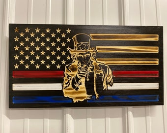 Wooden Uncle Sam Flag Holder | Etsy