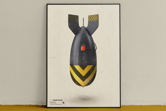 Nuclear Bomb V2 Sci Fi Retro Futuristic Original Design A3 | Etsy