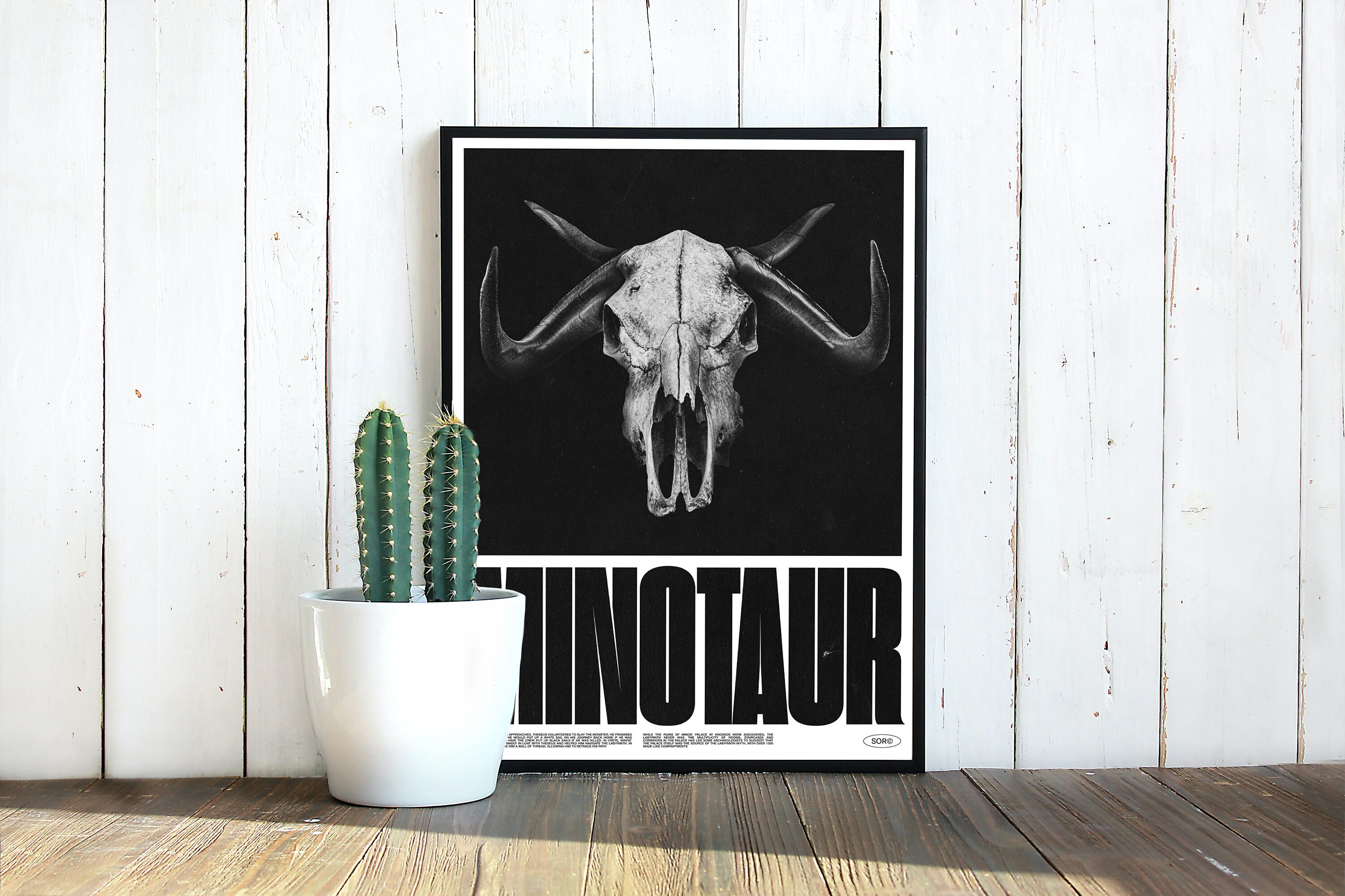 Minotaur Skull- Contemporary Graphic Design Poster | A3 | Wall Art ...