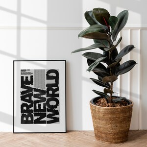 BRAVE NEW WORLD- Contemporary Graphic Design Poster | A3 | Wall Art ...