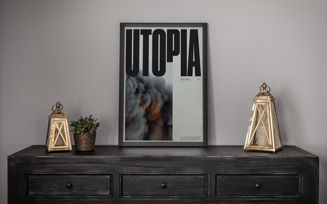 UTOPIA- Contemporary Graphic Design Poster | A3 | Wall Art | Decor ...