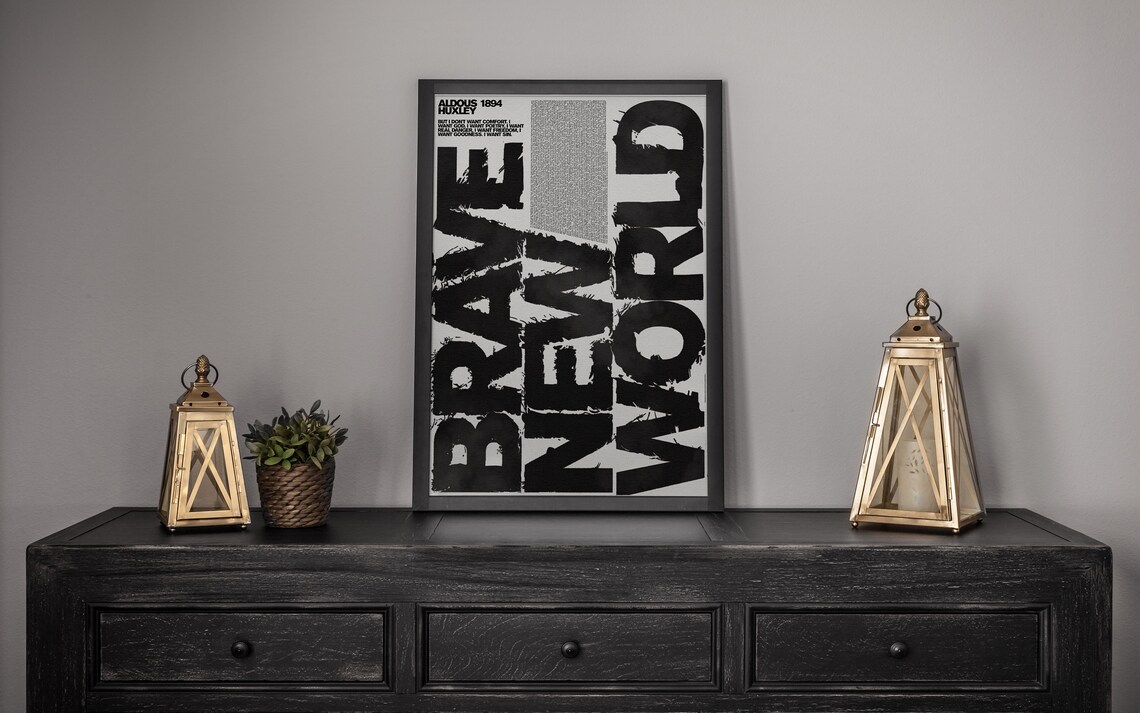 BRAVE NEW WORLD Contemporary Graphic Design Poster A3 - Etsy