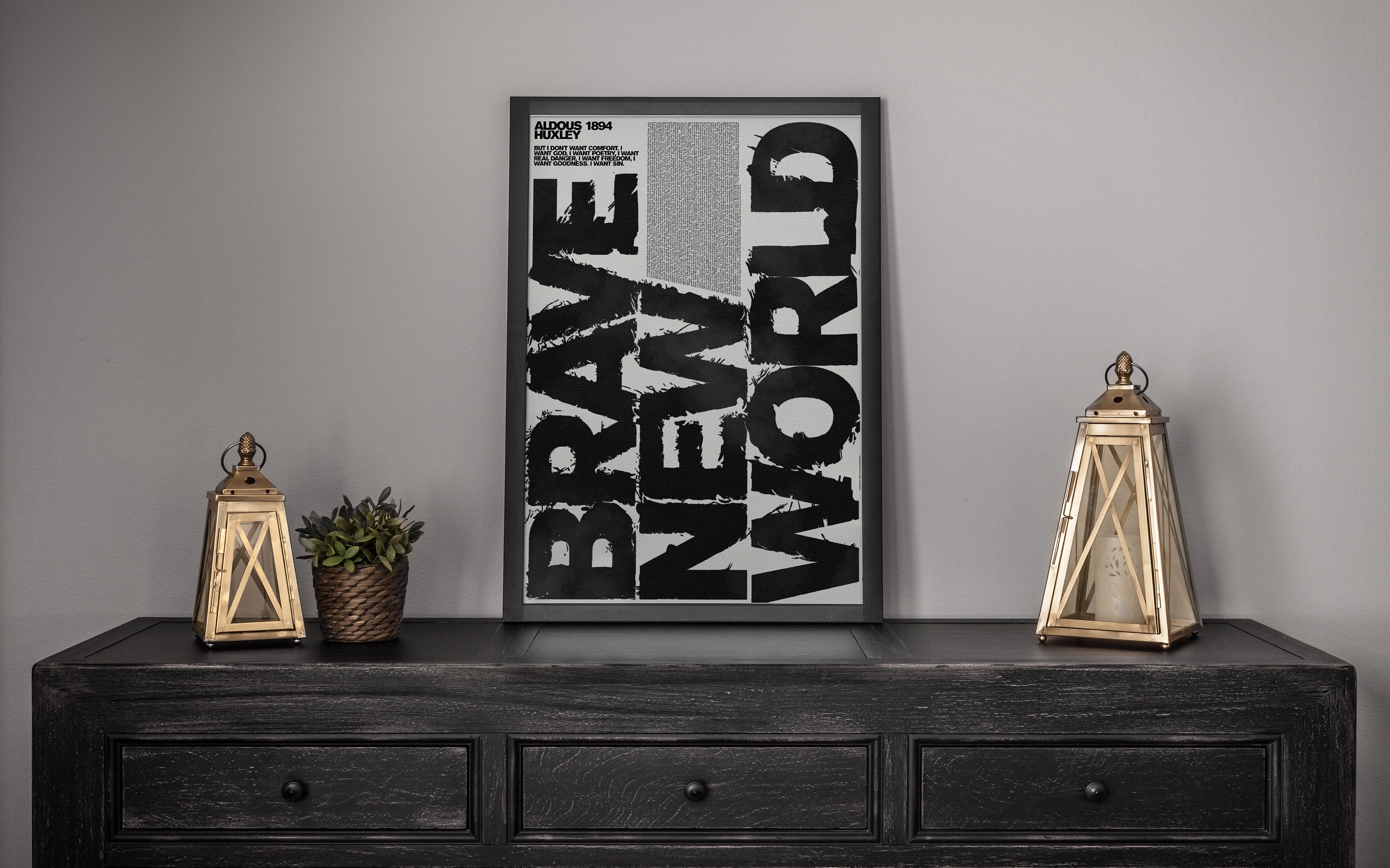 BRAVE NEW WORLD- Contemporary Graphic Design Poster | A3 | Wall Art ...