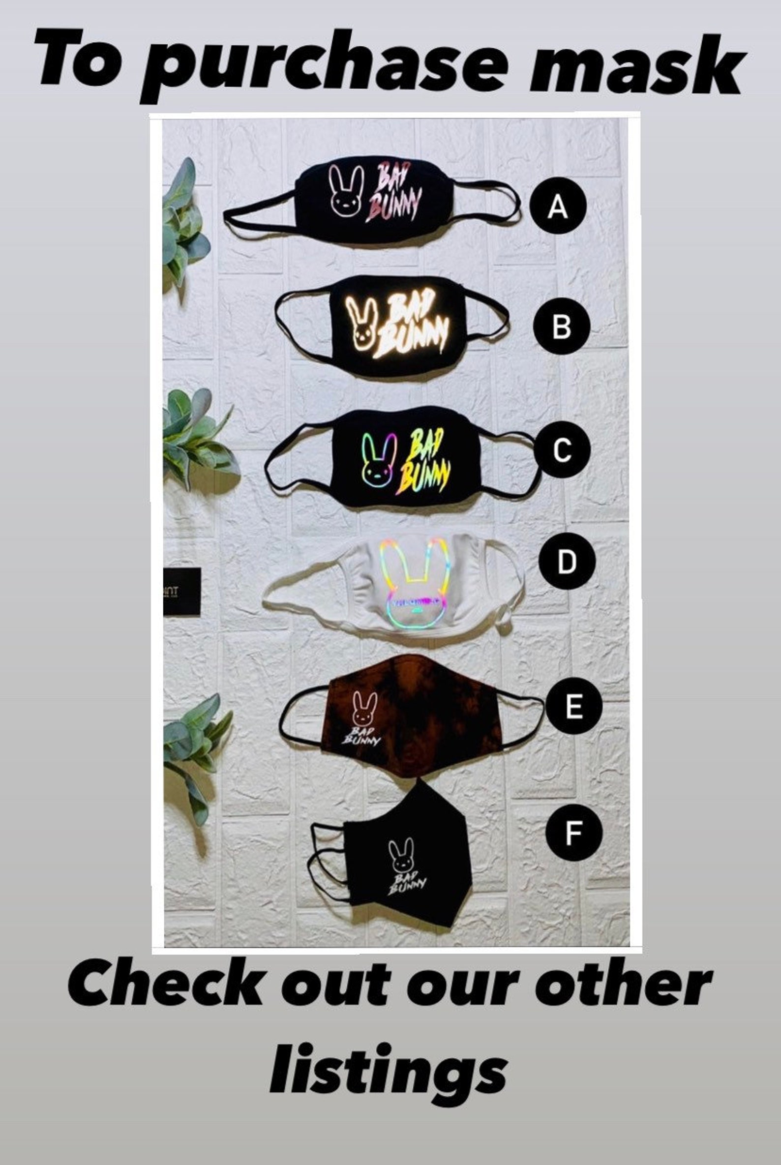 Bad Bunny Face Mask Bad Bunny Glow in the Dark Face Mask - Etsy