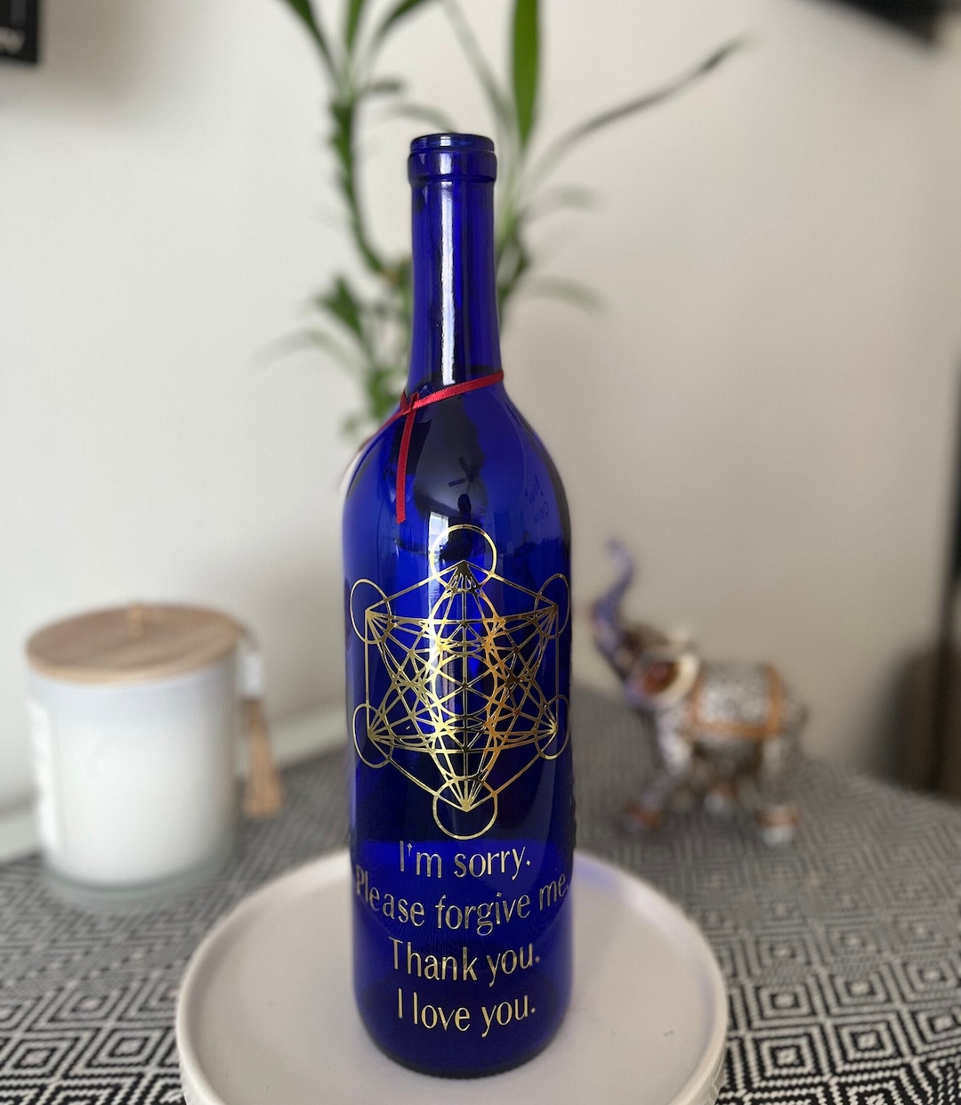 Blue Solar Water Bottle, Reusable, 750ml Ho'ponopono, Metatron Cube ...