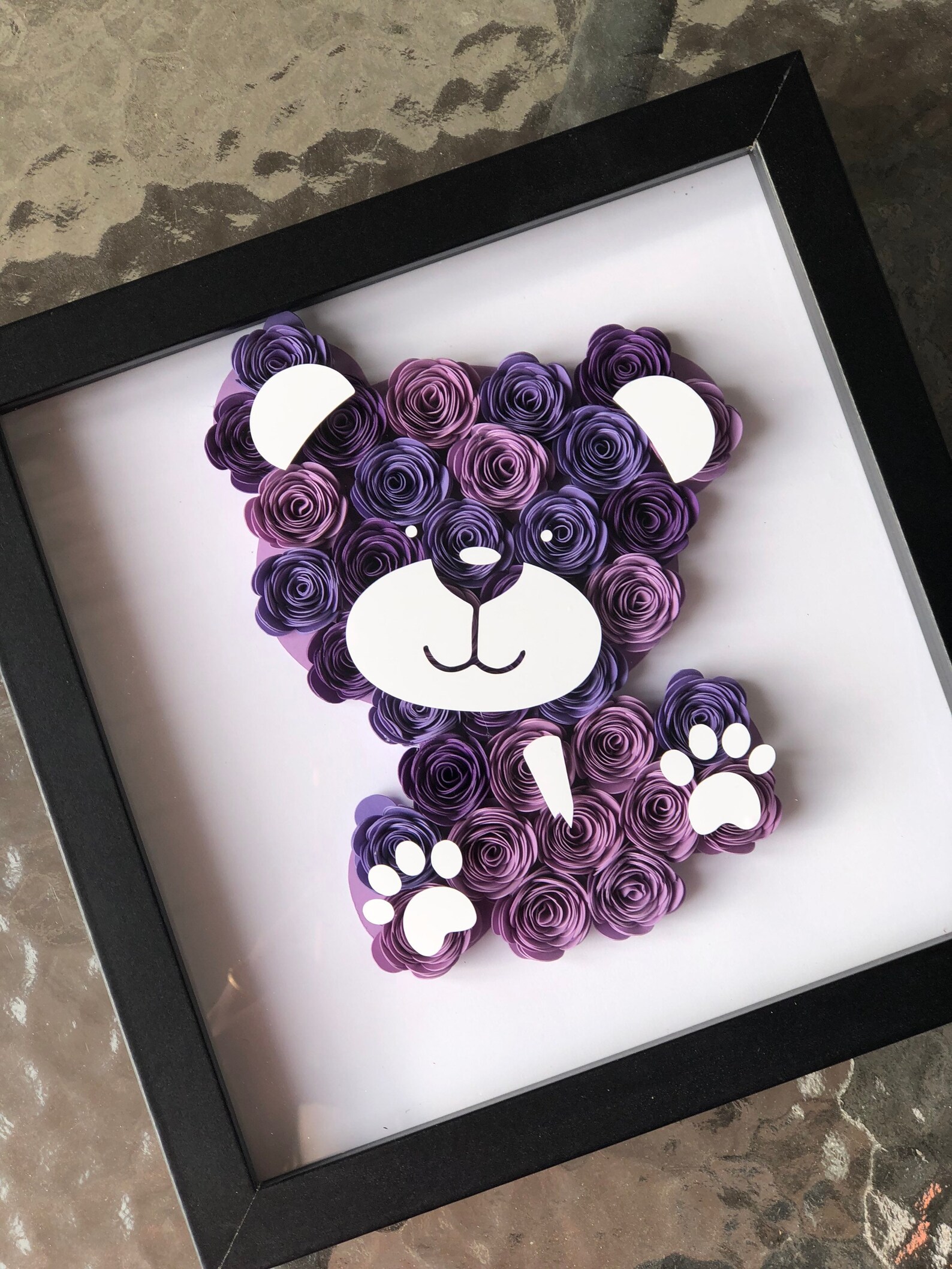 Teddy Bear Flower Box Rose Box Paper Flower Shadow Box Gift for Baby ...