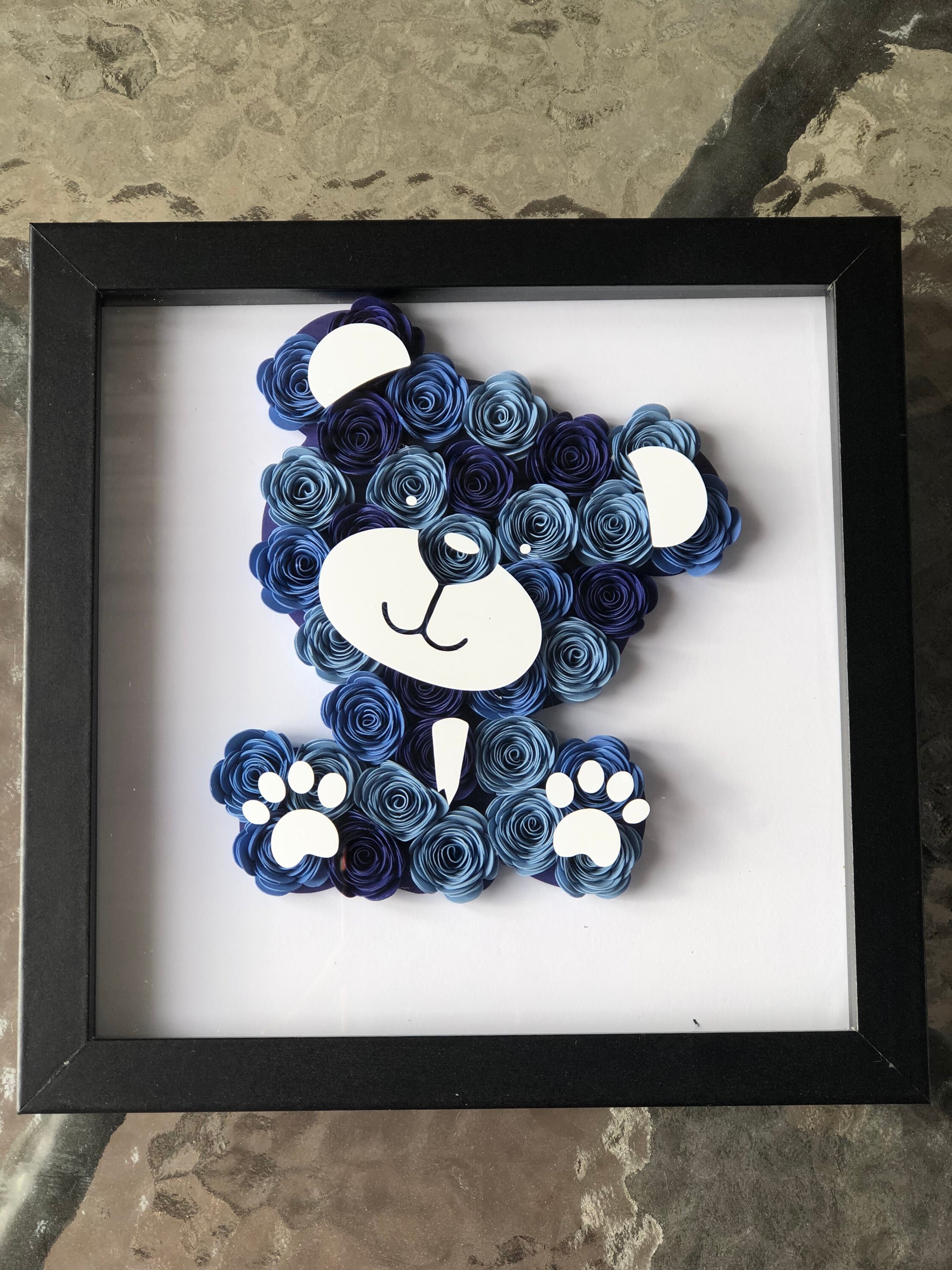 Teddy Bear Flower Box Rose Box Paper Flower Shadow Box Gift for Baby ...