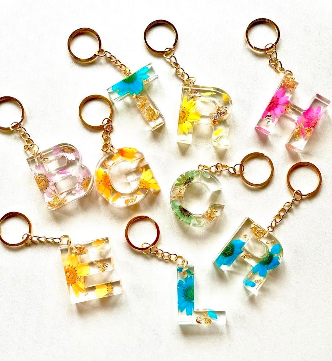 Custom Resin Flower Keyrings Custom Personalised Keychain Gifts for Her ...