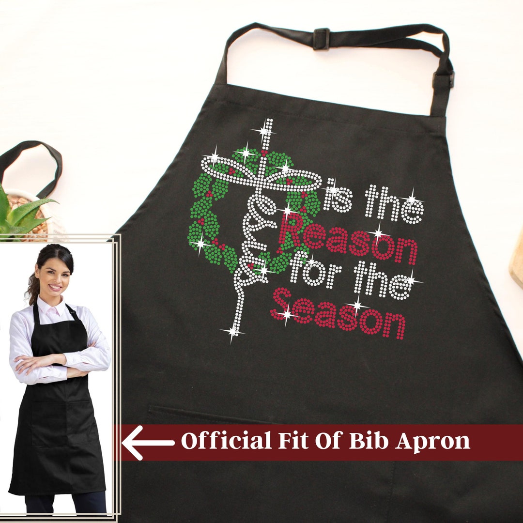 Rhinestone Apron, 'jesus is the Reason' Sparkling Christmas Design ...
