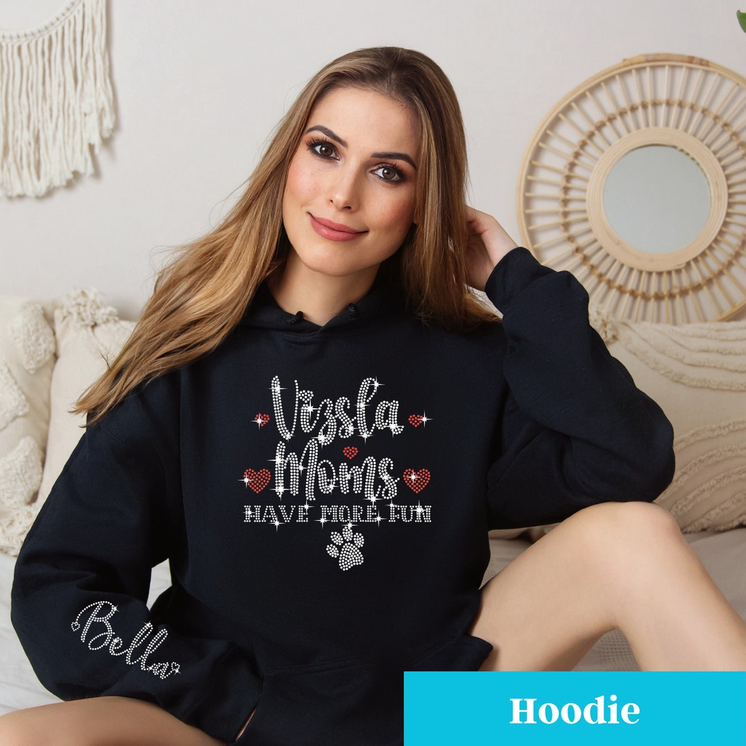 Vizsla Custom Dog Mom Sweatshirt, Rhinestone Dog Sweater for Dog Moms ...