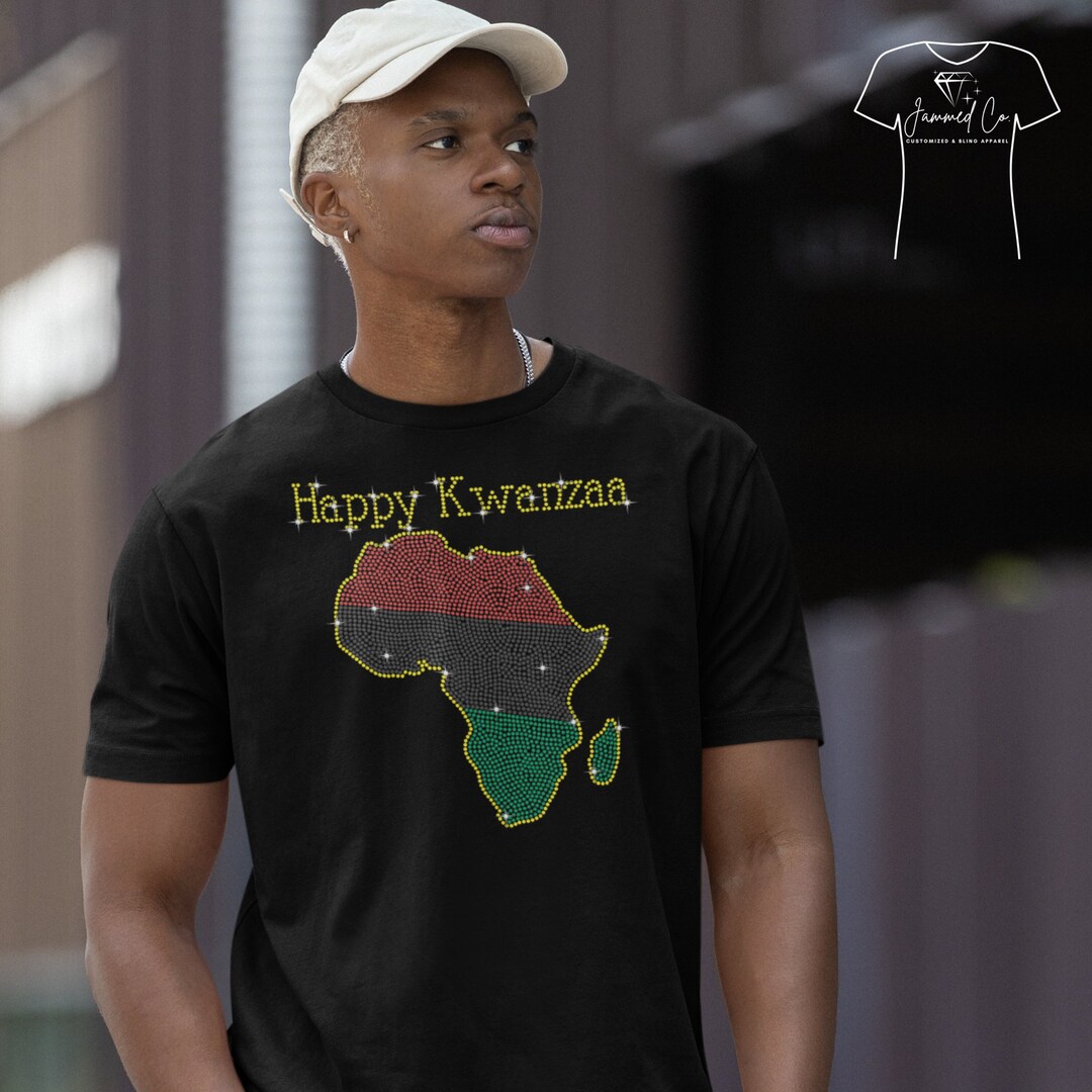 Africa Map Rhinestone Kwanza Shirt, Kwanzaa Gifts for Women, Rhinestone Crewneck Shirt for ...