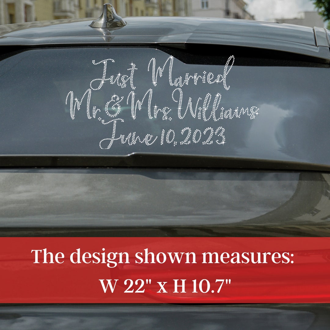 Custom Just Married Car Decoration - Rhinestone Wedding Decal - Wedding ...