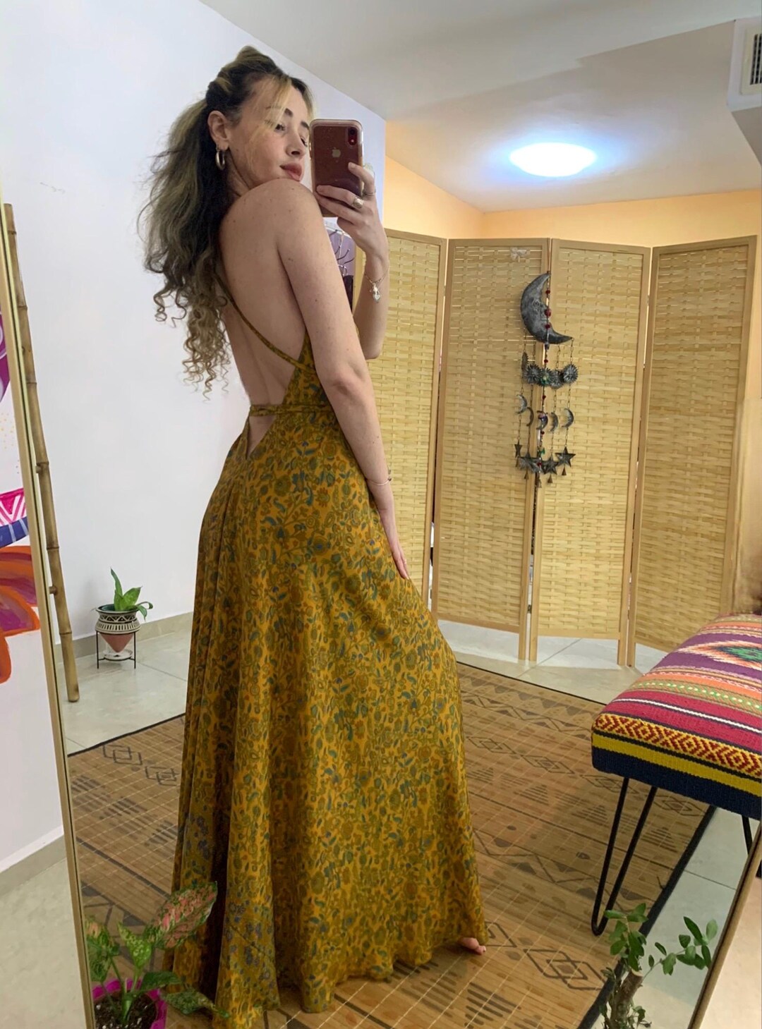 Bohemian Open Back Dress Long Summer Dress Free Size Flowy Halter Dress Royal Long Maxi Dress ...