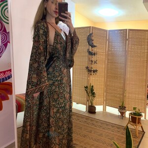 Goddess Bohemian Green Backless Dress Suit Kimono and Dress Set Free ...
