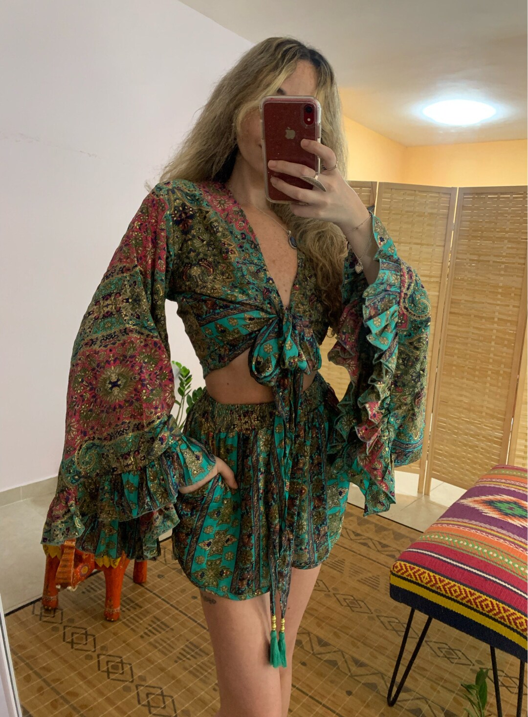 Bohemian Shorts and Top Set | Luxury Vacation Look | Bohemian Two Piece ...