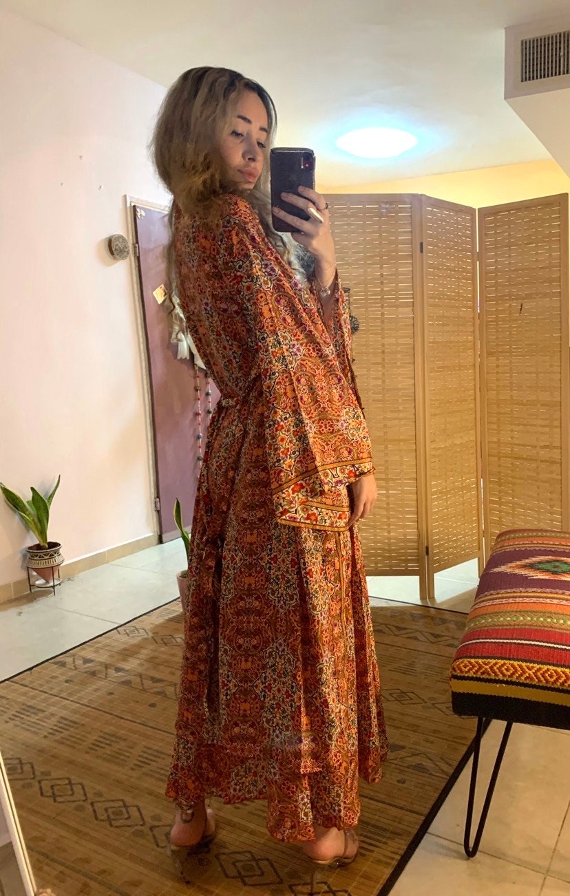 Backless Dress and Kimono Set Long Dress Bell Sleeve Outfit - Etsy