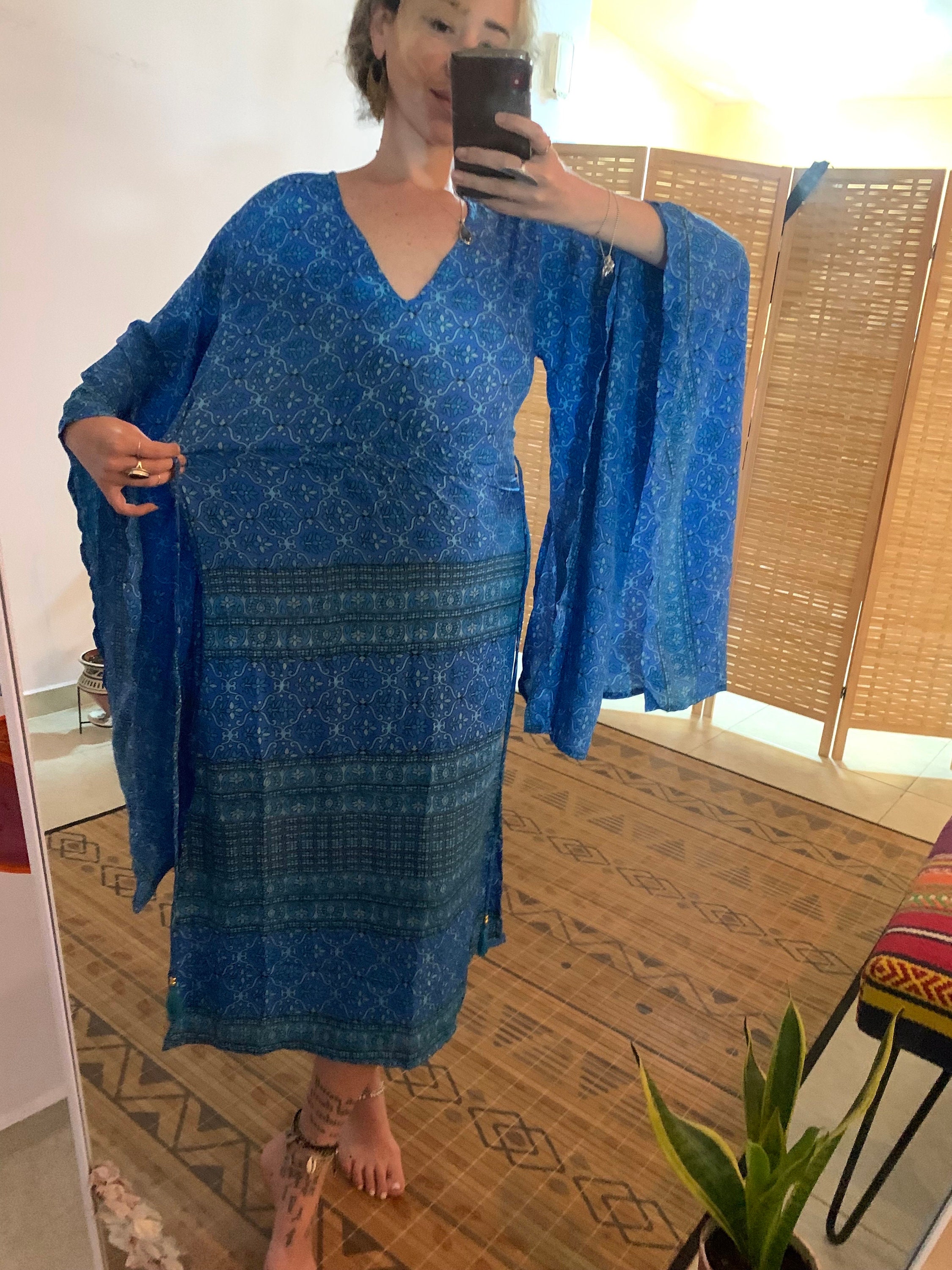 Bell Sleeve Midi Flower Red Boho Dress Bohemian Hippie Dress Long ...